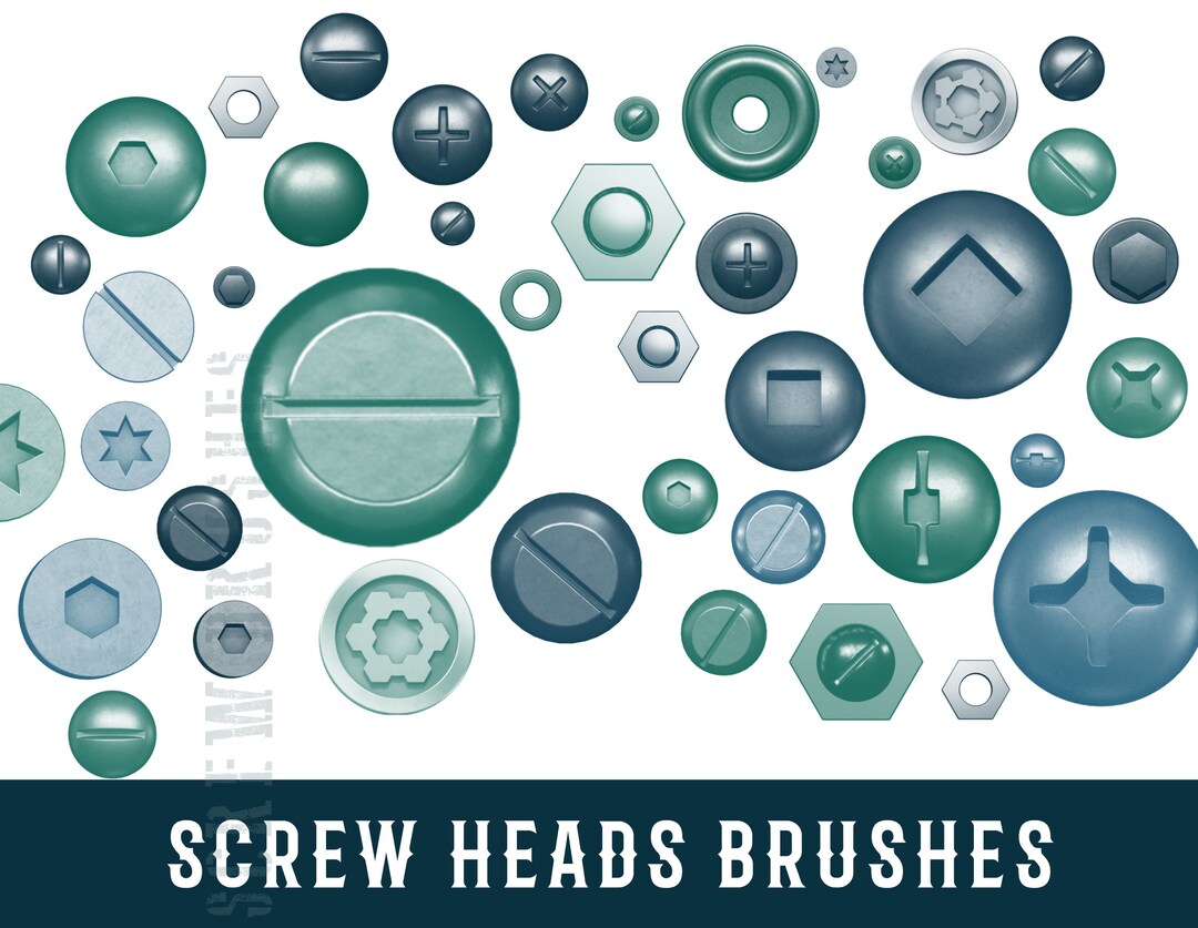 Screws Photoshop Brushes ABR 48 Screw Heads Procreate - Etsy