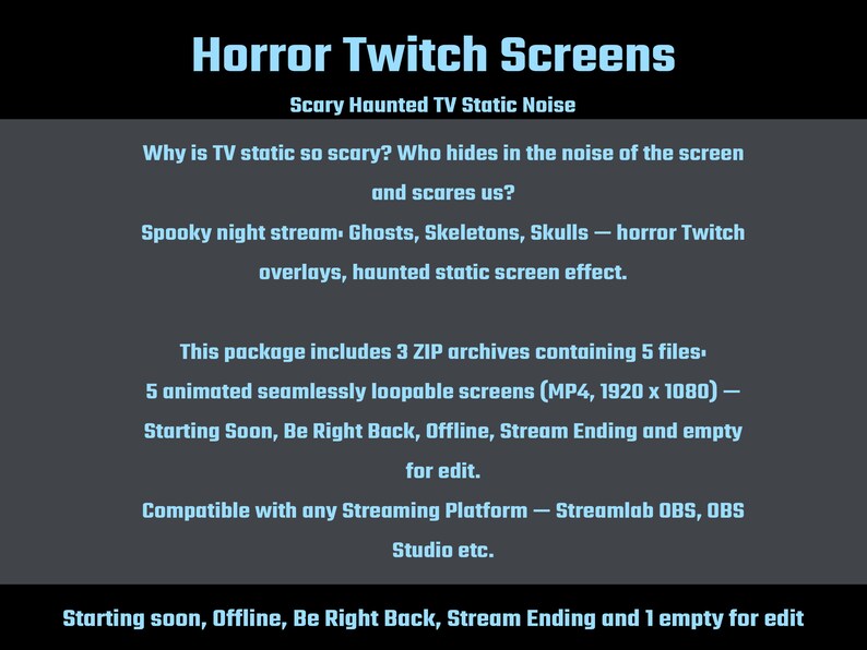 Horror Twitch Overlays, Starting Soon Halloween Stream, Haunted ...