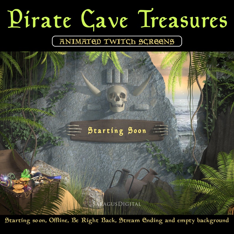 Pirate Stream Screens, Animated Twitch Overlay, Starting Soon, BRB ...