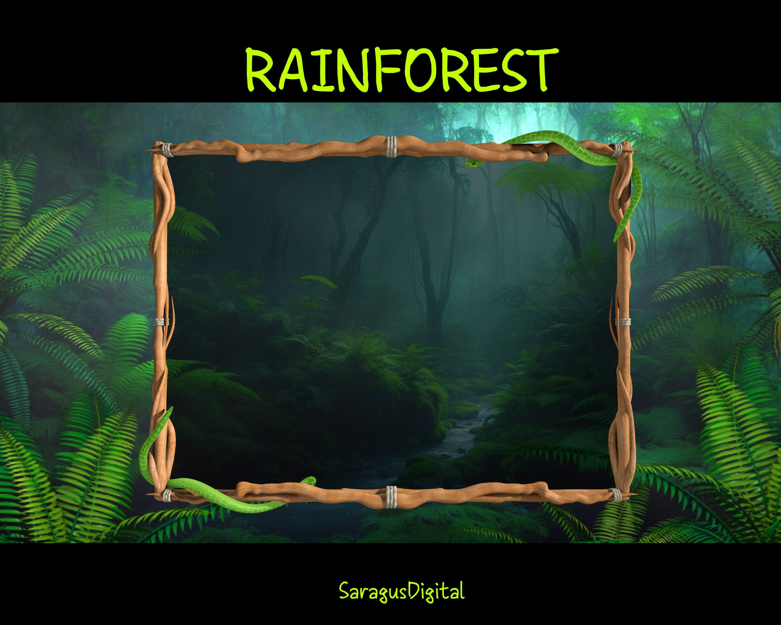 Webcam Twitch Overlays, Forest Stream Package With Snakes, Animated ...