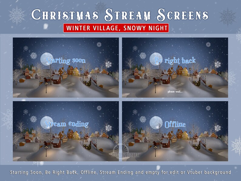 Christmas Village Twitch Overlay, Animated Stream Screens, Vtuber ...