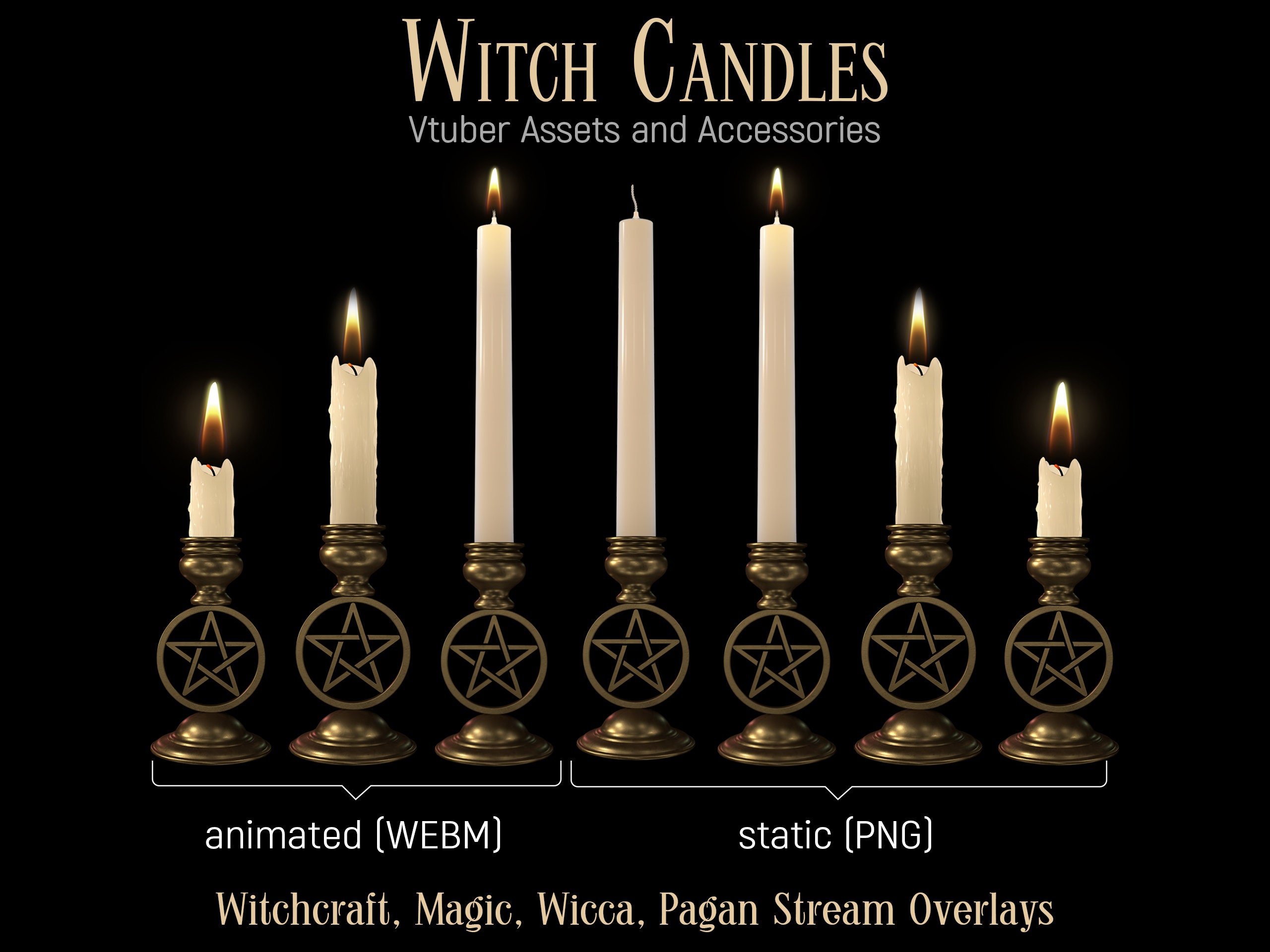 Animated Witch Twitch Overlay Candles With Pentacle, Vtuber Assets ...