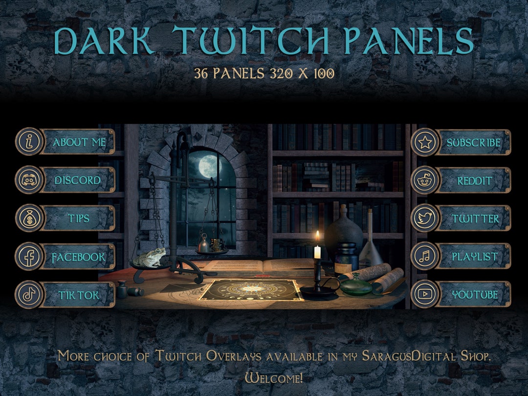 Dark Blue Twitch Panels, 36 Streamer Info Panels, Fantasy, Adventure ...