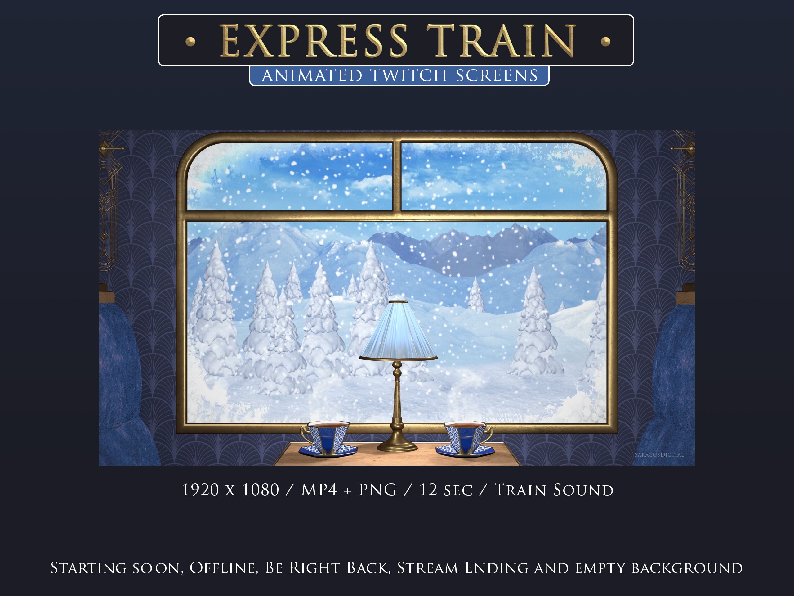 Christmas Train Twitch Stream Animated Overlays, Winter Vtuber ...