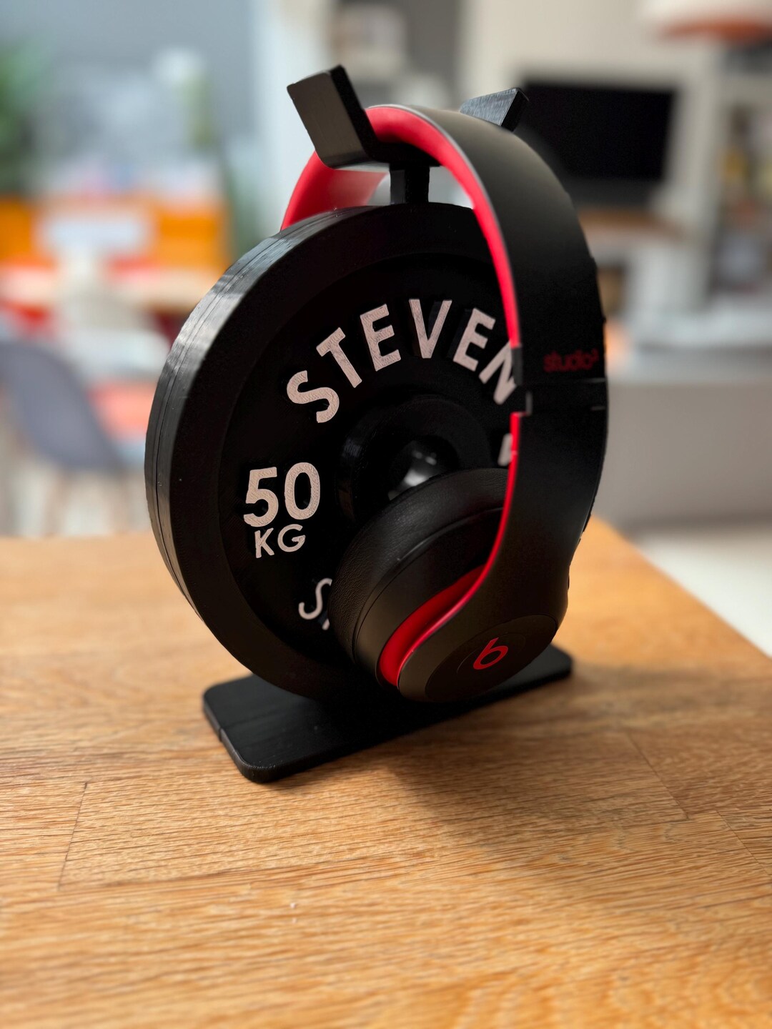 Headphone Stand Weighted Plate Design (personalised Name) - Etsy