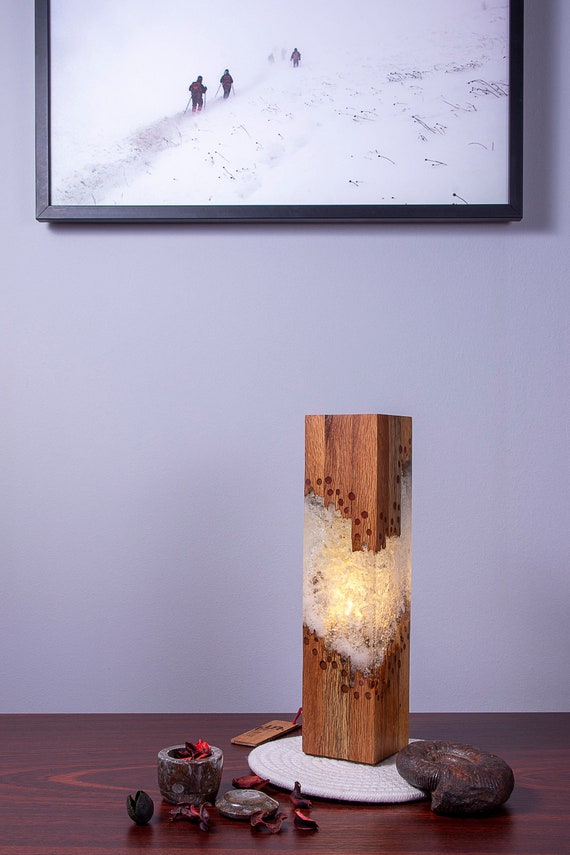 Epoxy Resin Wooden Lamp Table Decor Light Bedside Lamp - Etsy
