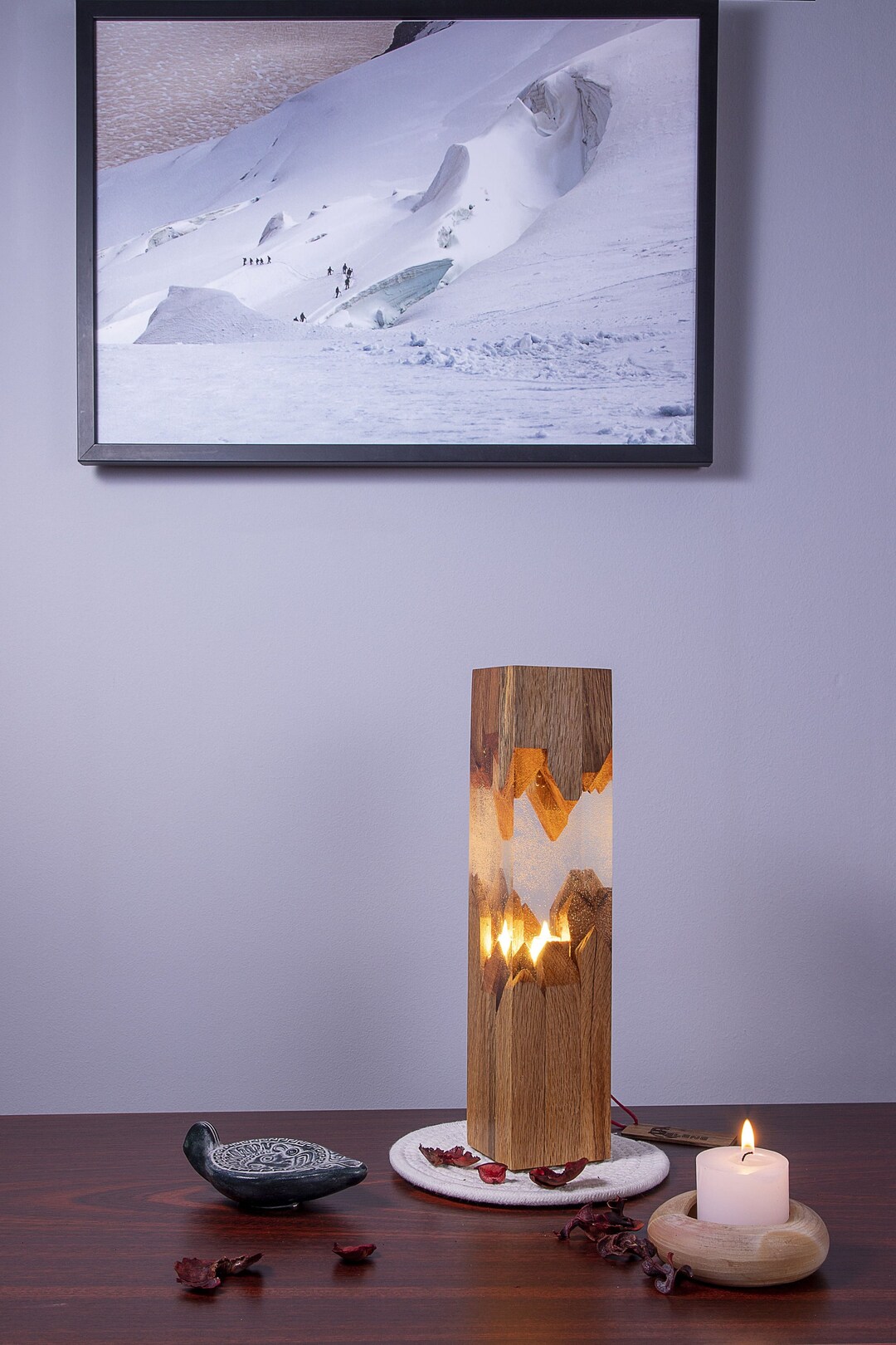 Epoxy Resin Wooden Lamp, Table Decor Light, Bedside Lamp No19 - Etsy