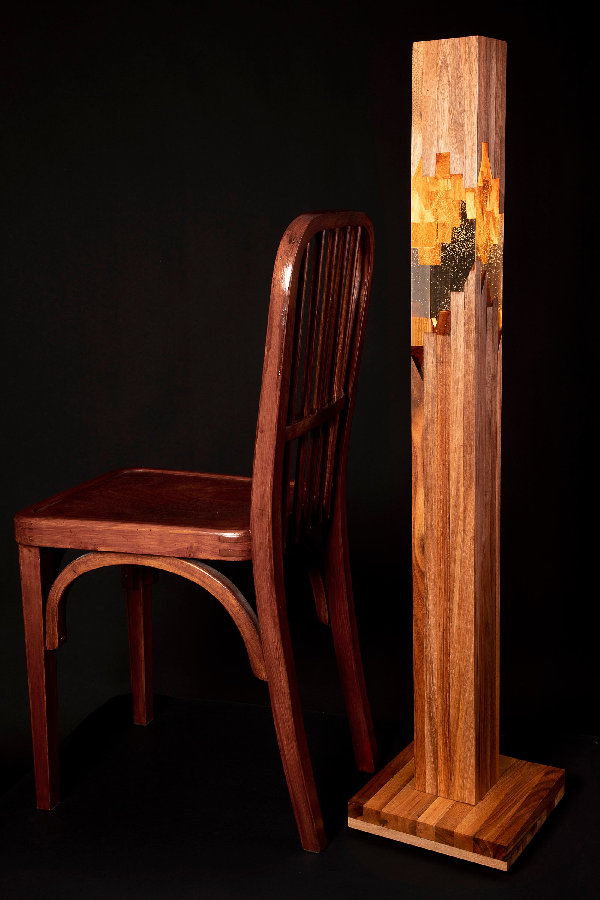 Unique Floor Lamp, Nightstand Lamp for Bedroom, Resin Lamp, Wooden Base ...
