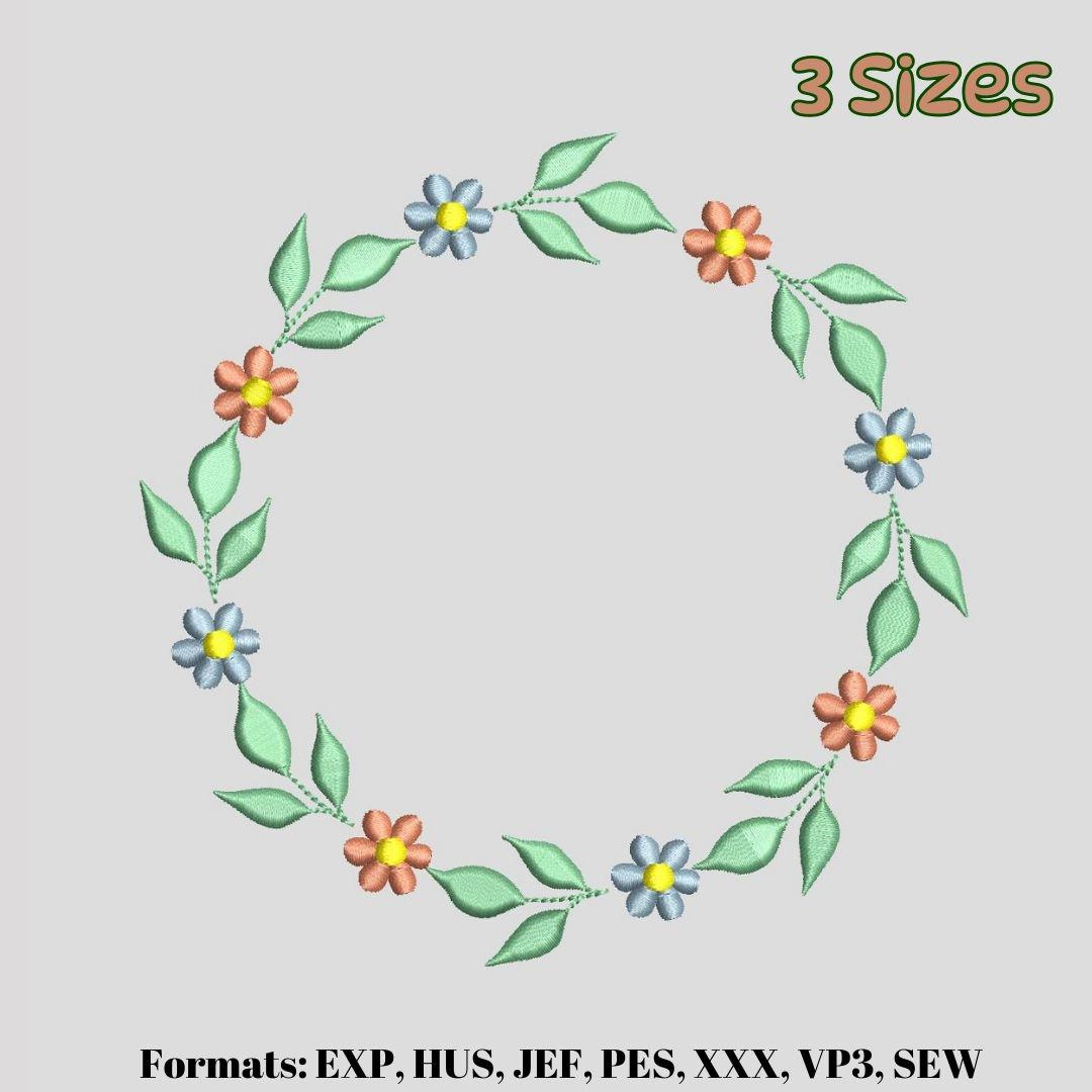 Flowers Frame Machine Embroidery Design, Flower Wreath Machine ...