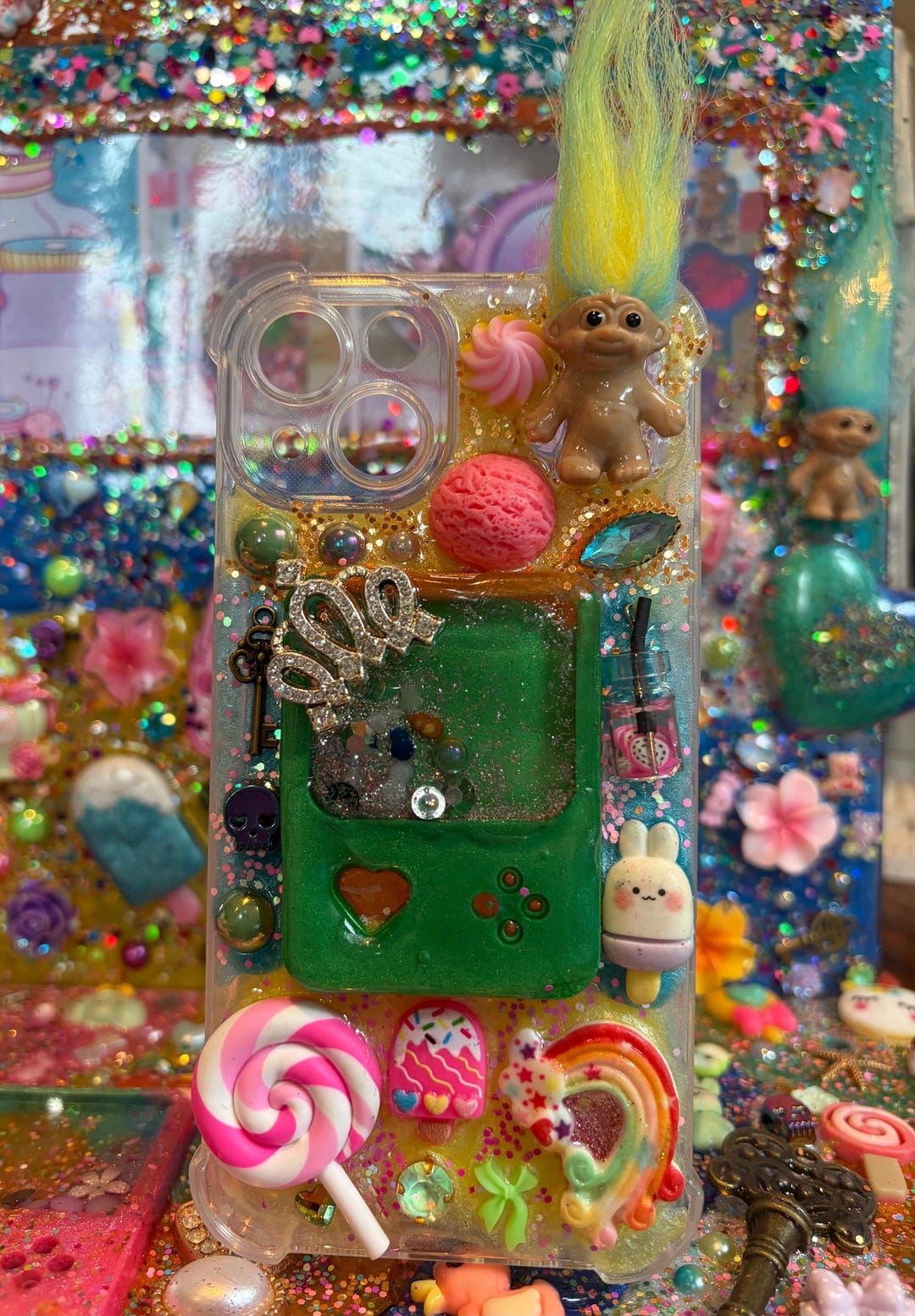 IPhone 13 Case Handmade Kawaii Game Boy Shaker – Troll Doll, Lollipops ...