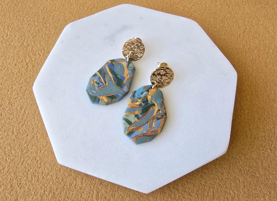 Modern Abstract Clay Artisan Dangle Earrings - Etsy