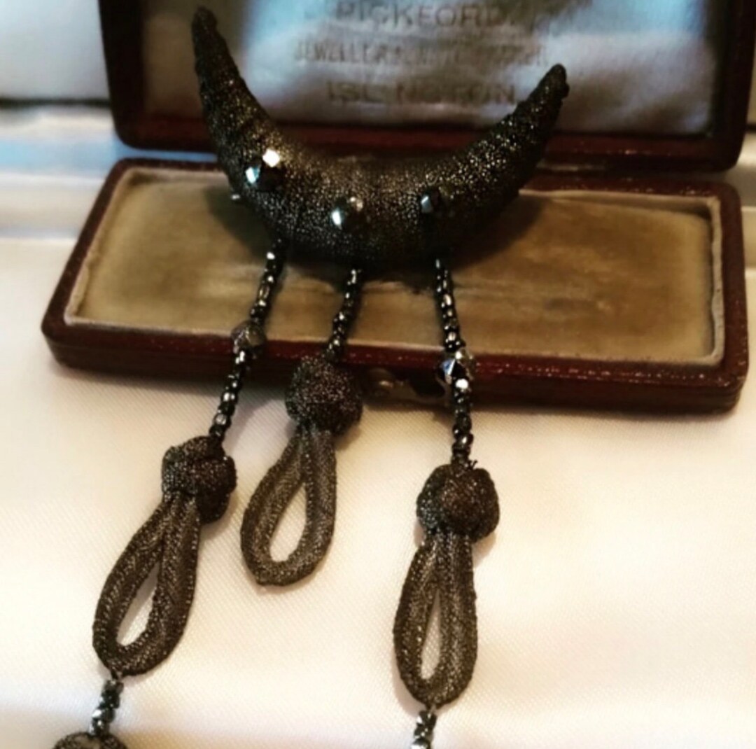 Antique Enchanted Crescent Moon Tear Brooch 30s 40s Witch Star Art ...