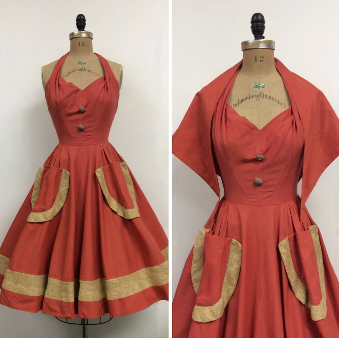 1950s Halter Dress 50s Sundress Frida Kahlo Mexican Vintage Gown - Etsy