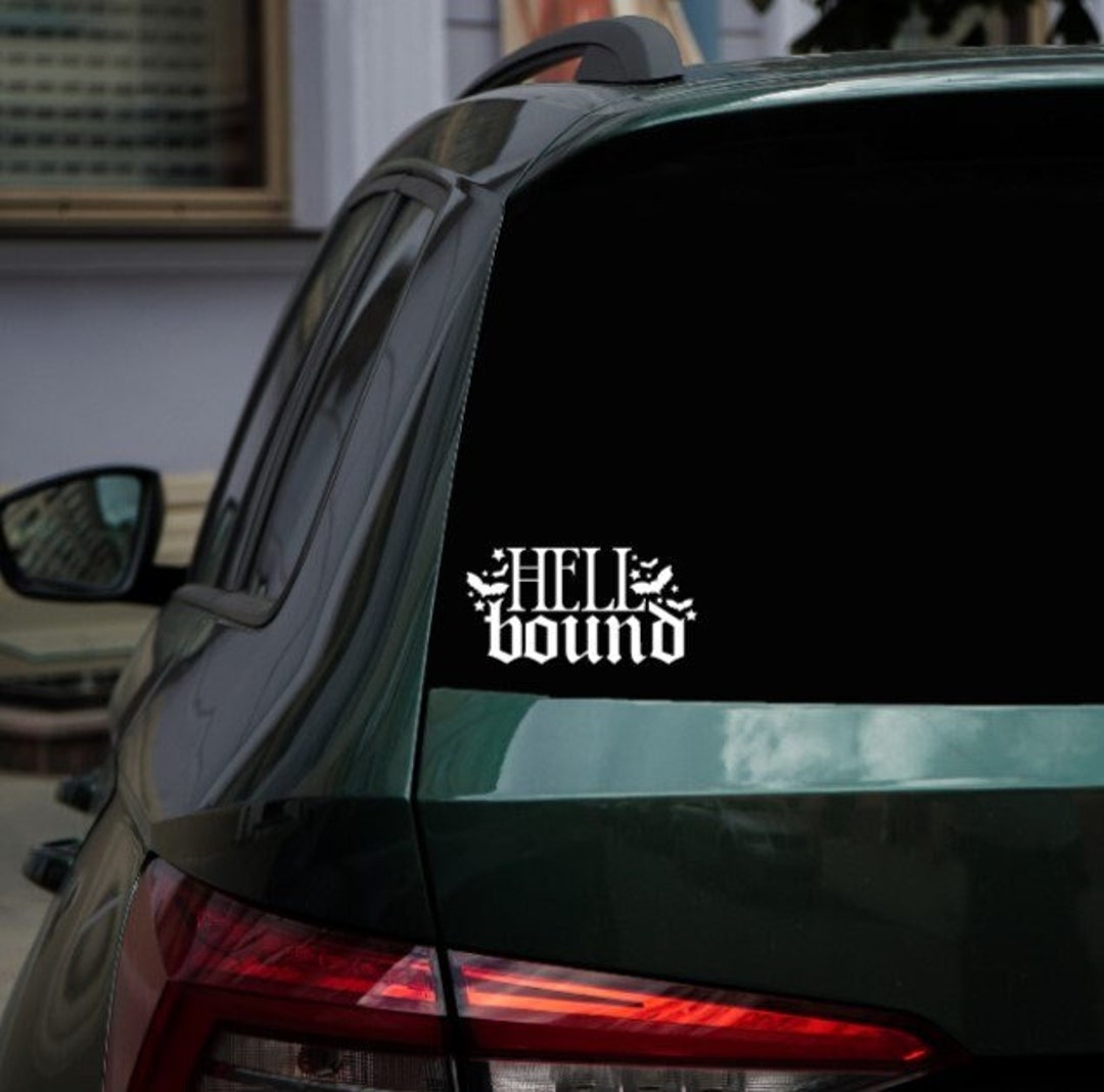 Hell Bound Bats Vinyl Decal, Highway to Hell Funny Sticker Rear View ...