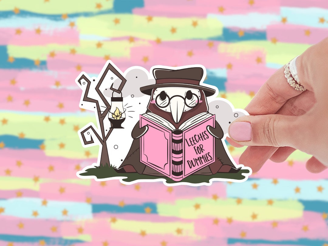 Leeches for Dummies Plague Doctor Reading Funny Dark Humor Sticker ...