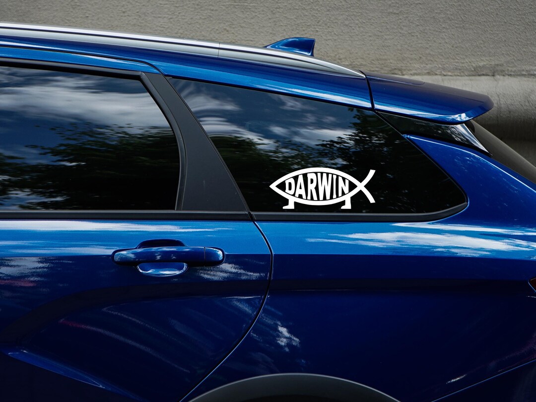 Evolution Darwin Fish, Funny Vinyl Decal, Dark Humor Bumper Sticker ...
