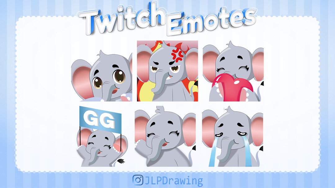 Cute Elephant Emote Pack Twitch Youtube Discord - Etsy