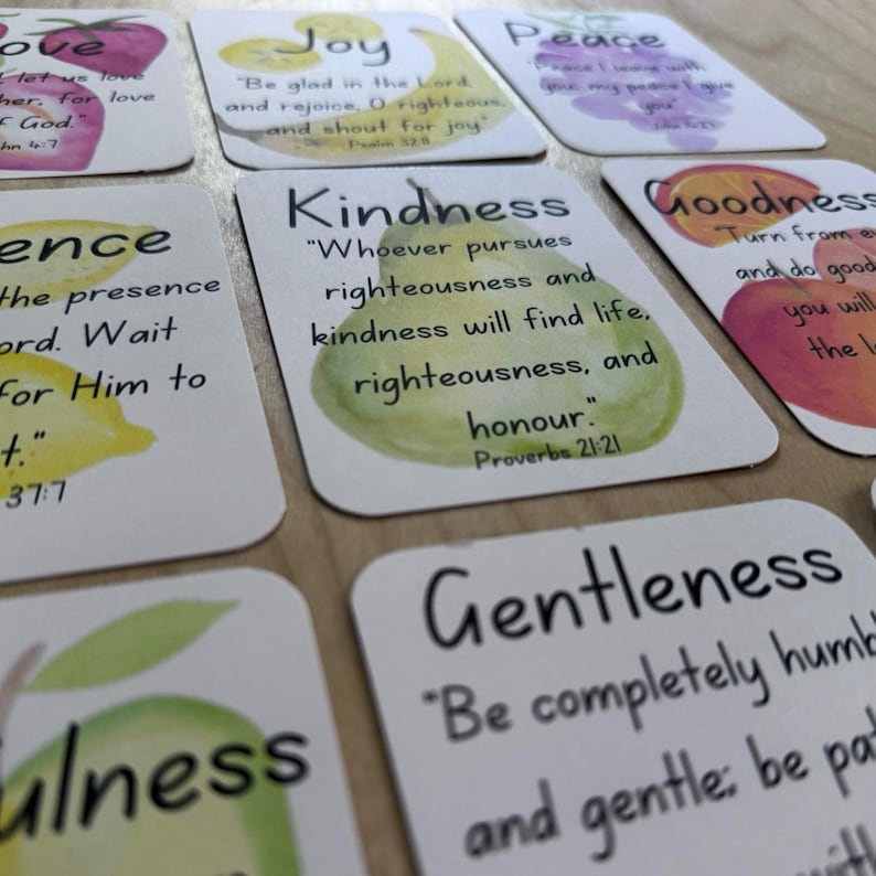Fruit of the Spirit, Flashcards - Etsy