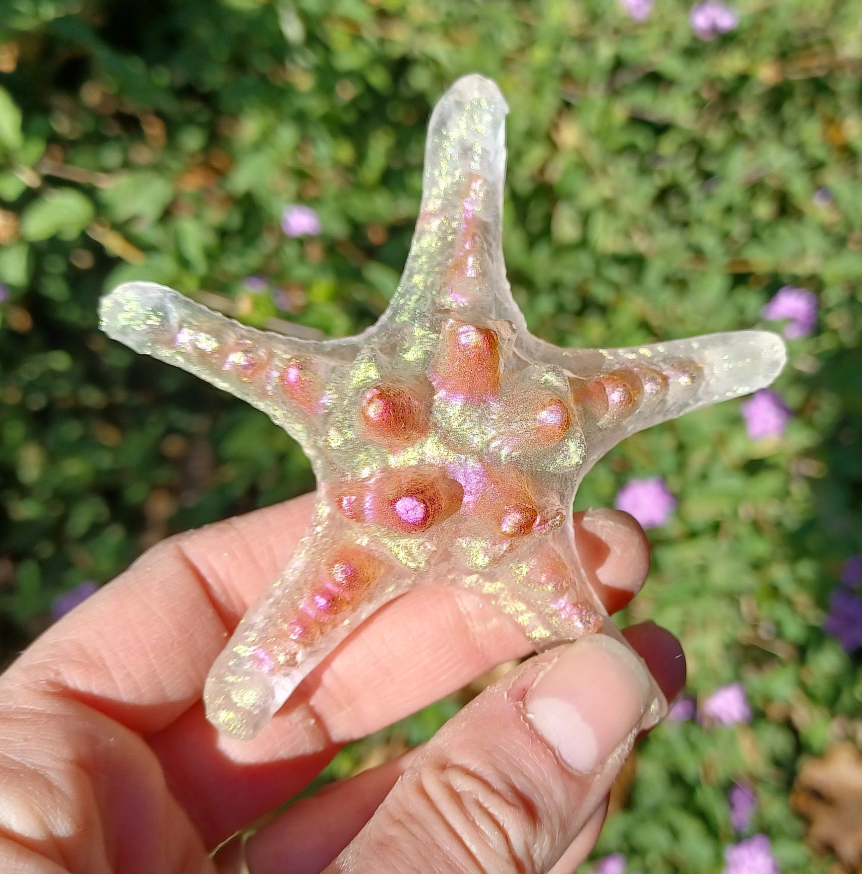 Shimmery Red and Golden Green Sea Star OOAK Starfish Resin - Etsy