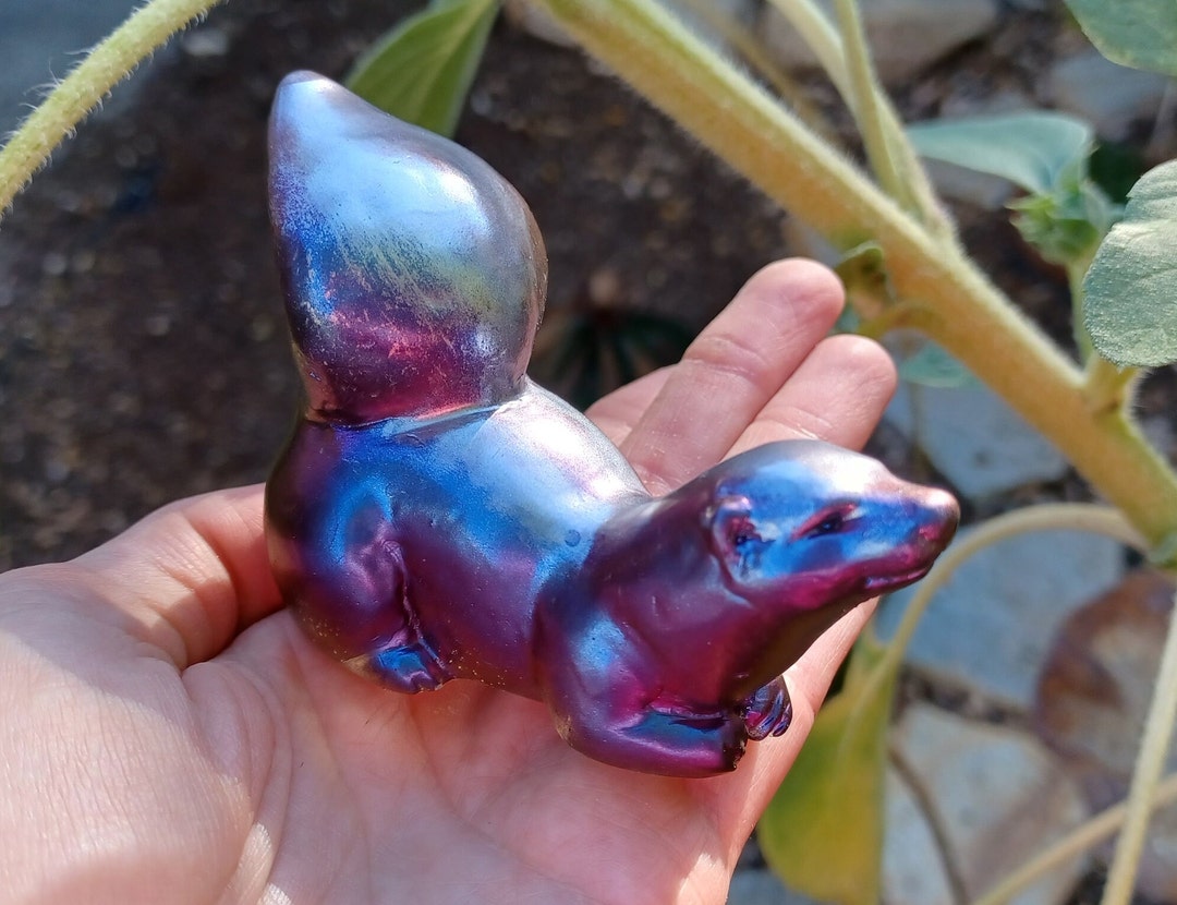 Metallic Violet-blue and Silver Skunk OOAK Resin Figure - Etsy