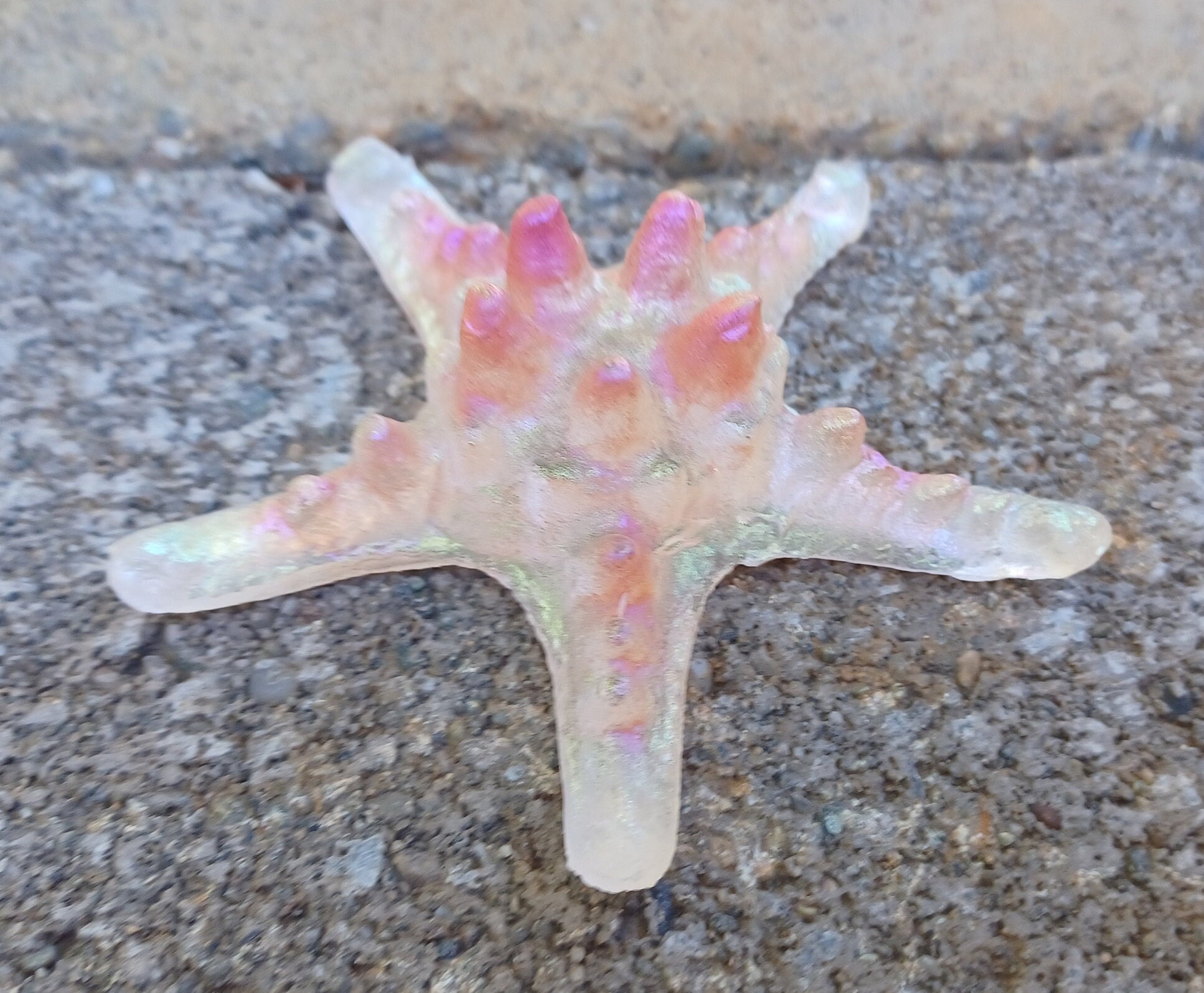 Shimmery Red and Golden Green Sea Star - OOAK Starfish Resin Figure ...