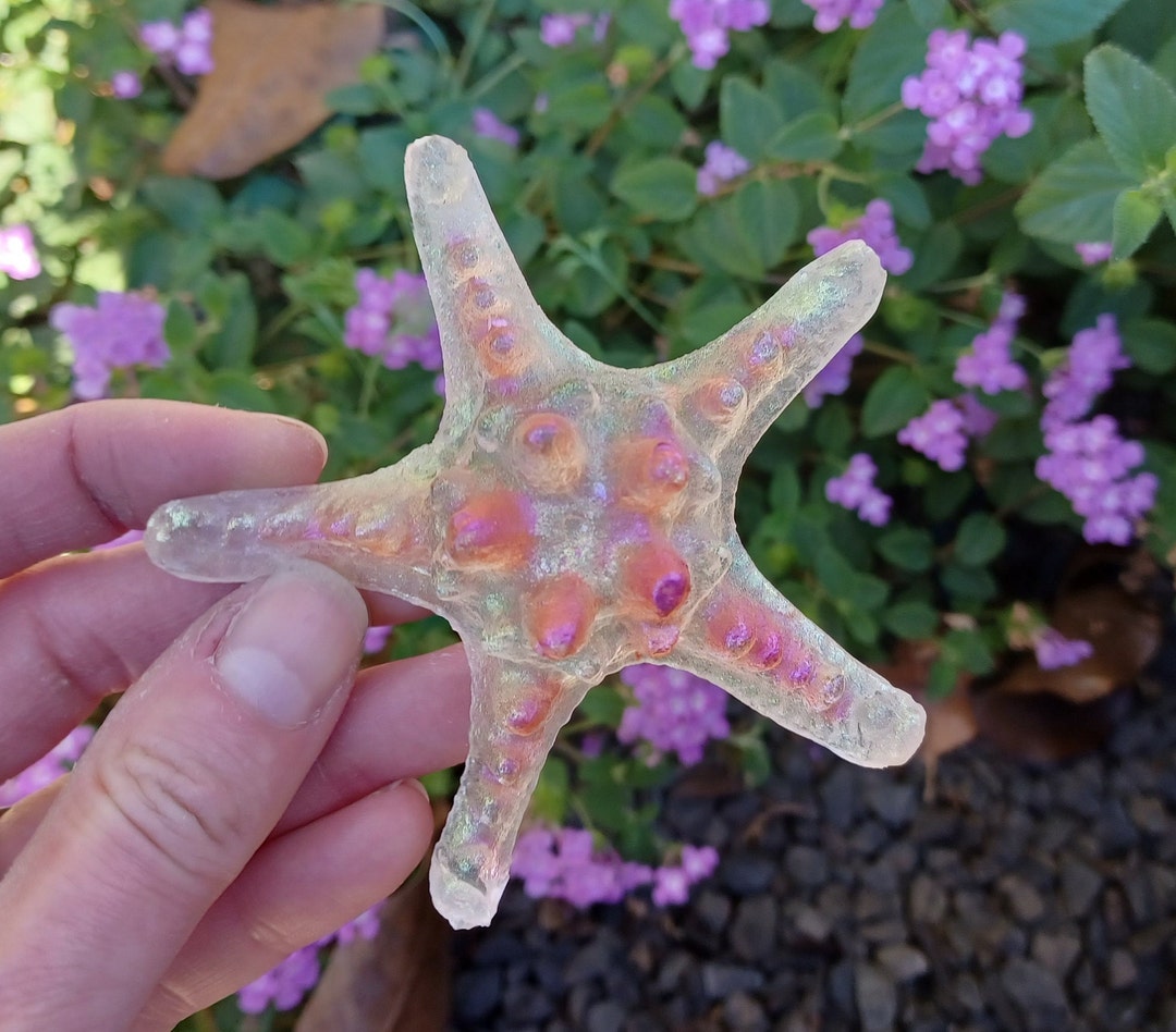 Shimmery Red and Golden Green Sea Star - OOAK Starfish Resin Figure ...