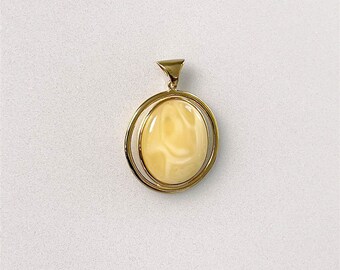 Silver Gold-plated & Cherry Amber Pendant Classic Oval Baltic - Etsy