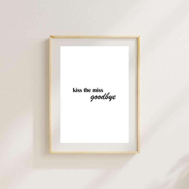Kiss the Miss Goodbye Poster | Bachelorette Party Reminder | Printable ...
