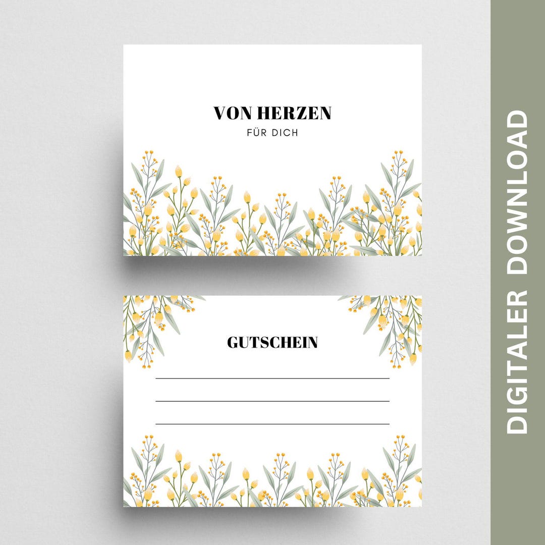 Printable Gift Voucher Template | Floral Design | Digital PDF A6 ...