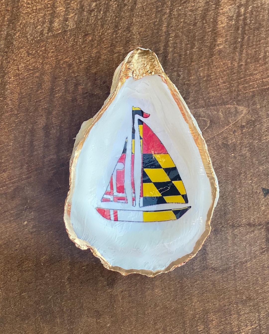 Gilded Oyster Shell - Maryland Flag Sailboat. Made in Annapolis ...