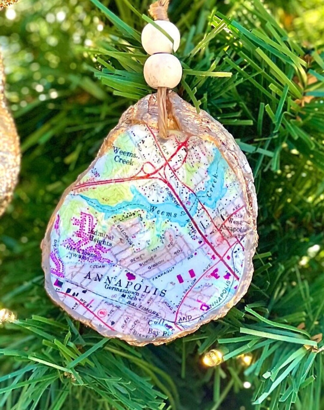 Annapolis Oyster Shell Ornament With Vintage Map – Admiral Heights ...