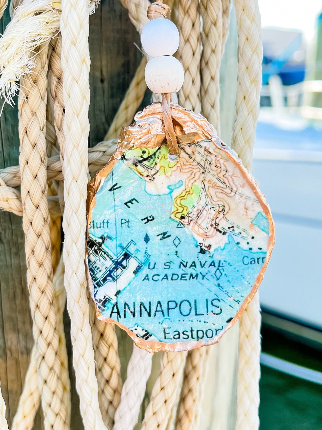 Annapolis Oyster Shell Ornament: Vintage Map Art, Naval Academy Gift - Etsy