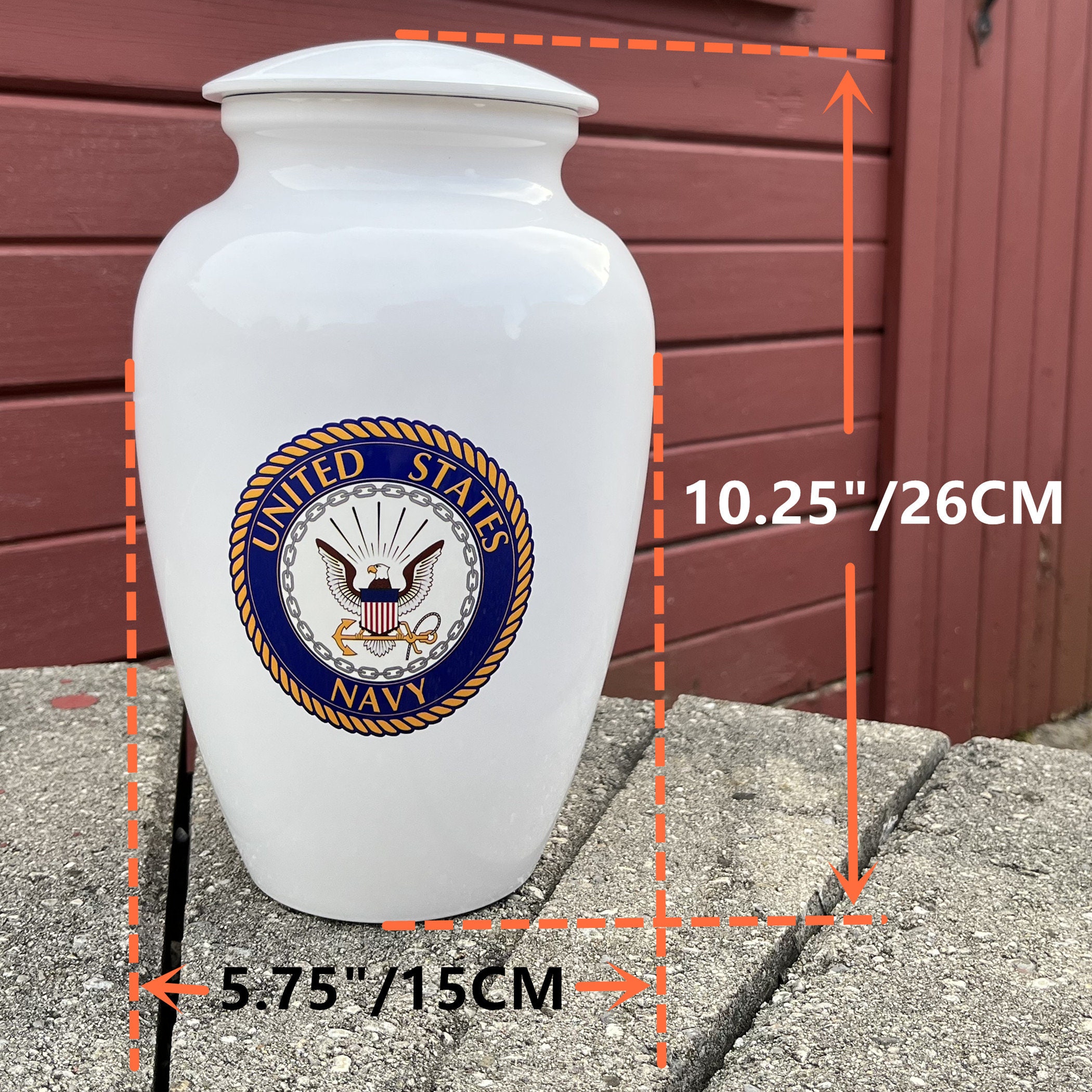 Navy Cremation Urn, Adult Military Funeral Urn, Large Memorial Urn With ...