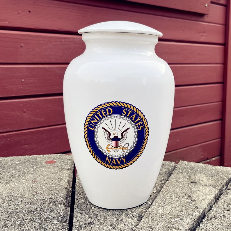 Navy Cremation Urn, Adult Military Funeral Urn, Large Memorial Urn With ...