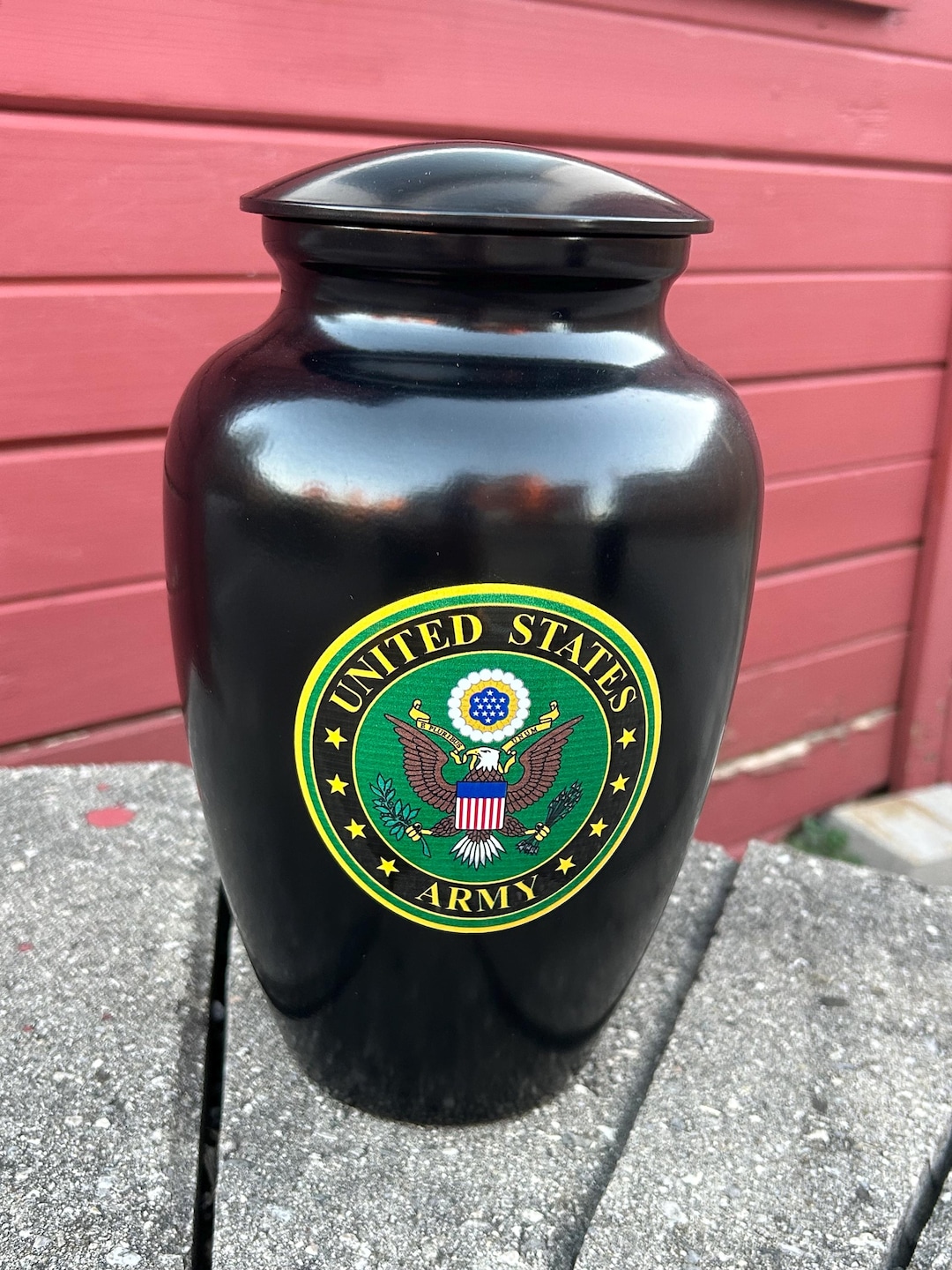 Army Cremation Urn, Adult Military Funeral Urn, Large Memorial Urn With ...
