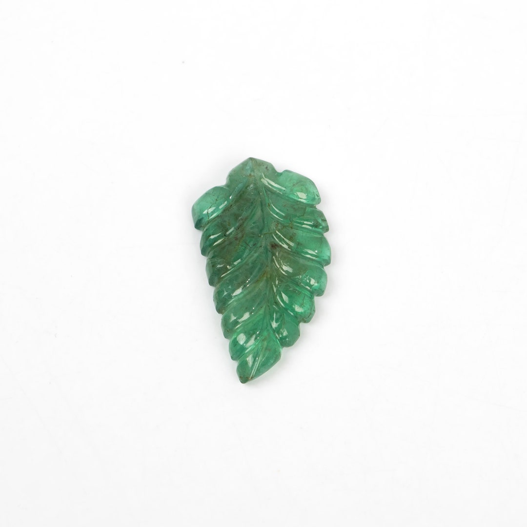 Natural Emerald Leaf Carving Loose Gemstone, Emerald Fancy Carving ...