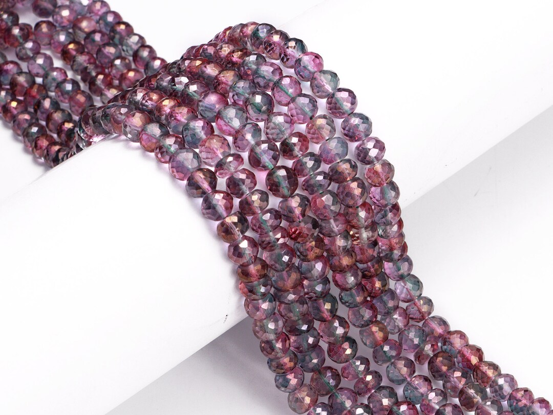 AA Quality Mystic Quartz Faceted Rondelle Beads, Mystic Quartz Faceted ...