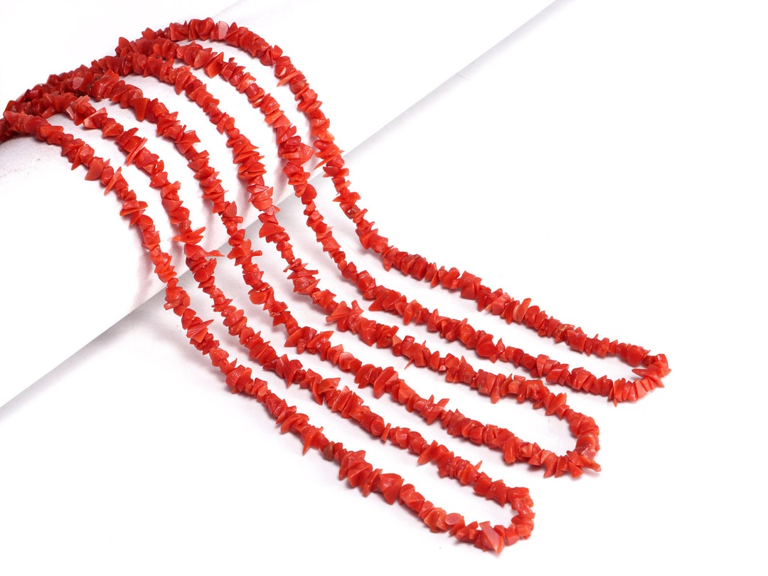 AA Quality Red Coral Smooth Uncut Beads, Red Coral Uncut Chips Beads ...