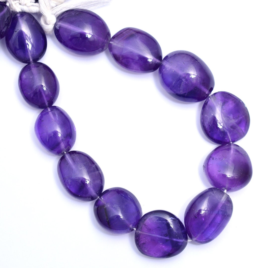 AA Quality Amethyst Smooth Oval Shape Nuggets Beads, Natural Smooth ...