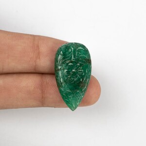 Natural Emerald Pear Carving Loose Gemstone, Emerald Fancy Carving ...