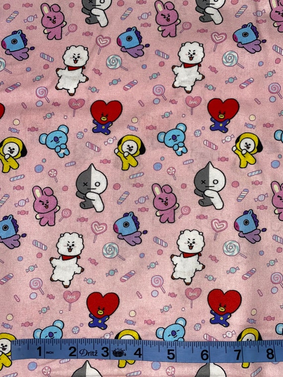 BTS Bangtan BT21 Collage 100% Cotton Fabric by the Yard Craft Supplies ...
