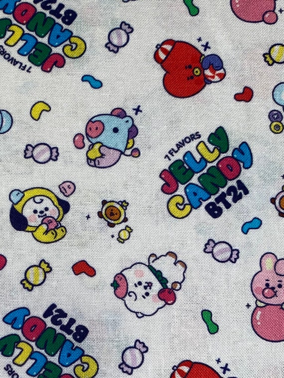 BTS Bangtan BT21 Collage 100% Cotton Fabric by the Yard Craft Supplies ...