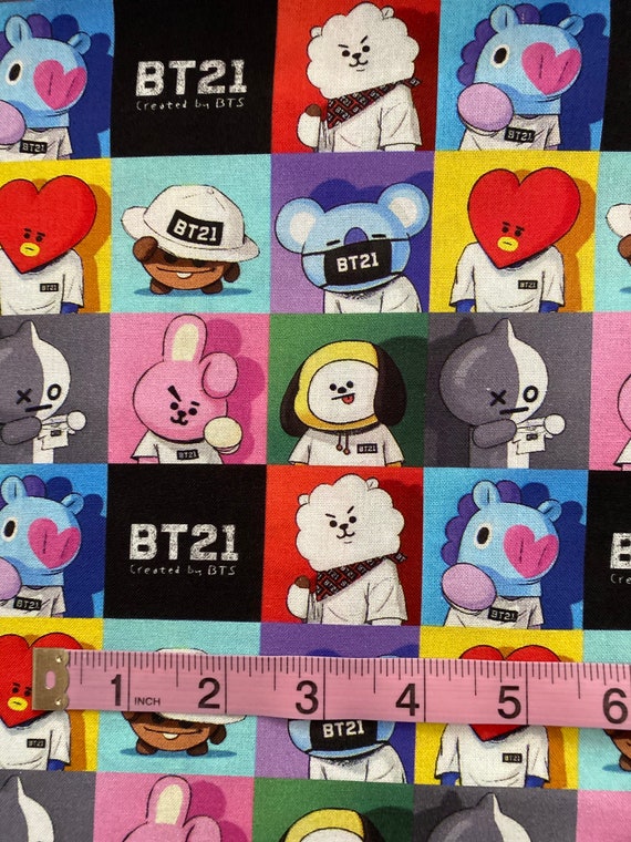 BTS Bangtan BT21 Collage 100% Cotton Fabric by the Yard Craft Supplies ...
