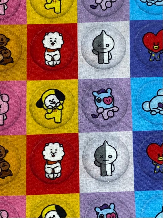 Craft Supplies & Tools BTS Bangtan BT21 Collage 100% Cotton Fabric Fat ...
