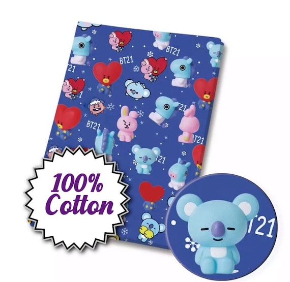 BTS Bangtan BT21 Collage 100% Cotton Fabric by the Yard Craft Supplies ...