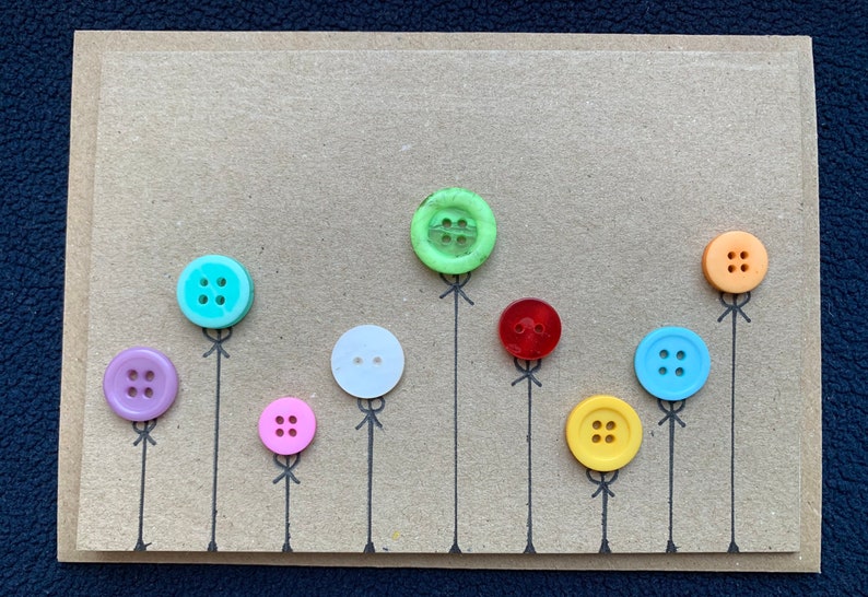 Colourful Button Card for Different Occasions, A6 Kraft Blank Card ...