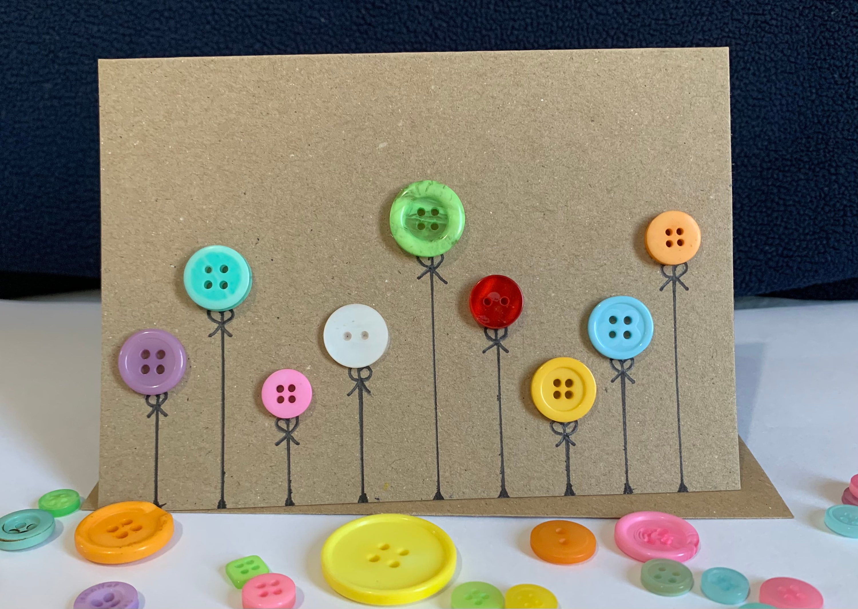 Colourful Button Card for Different Occasions, A6 Kraft Blank Card ...