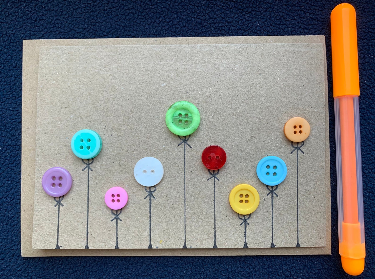 Colourful Button Card for Different Occasions, A6 Kraft Blank Card ...