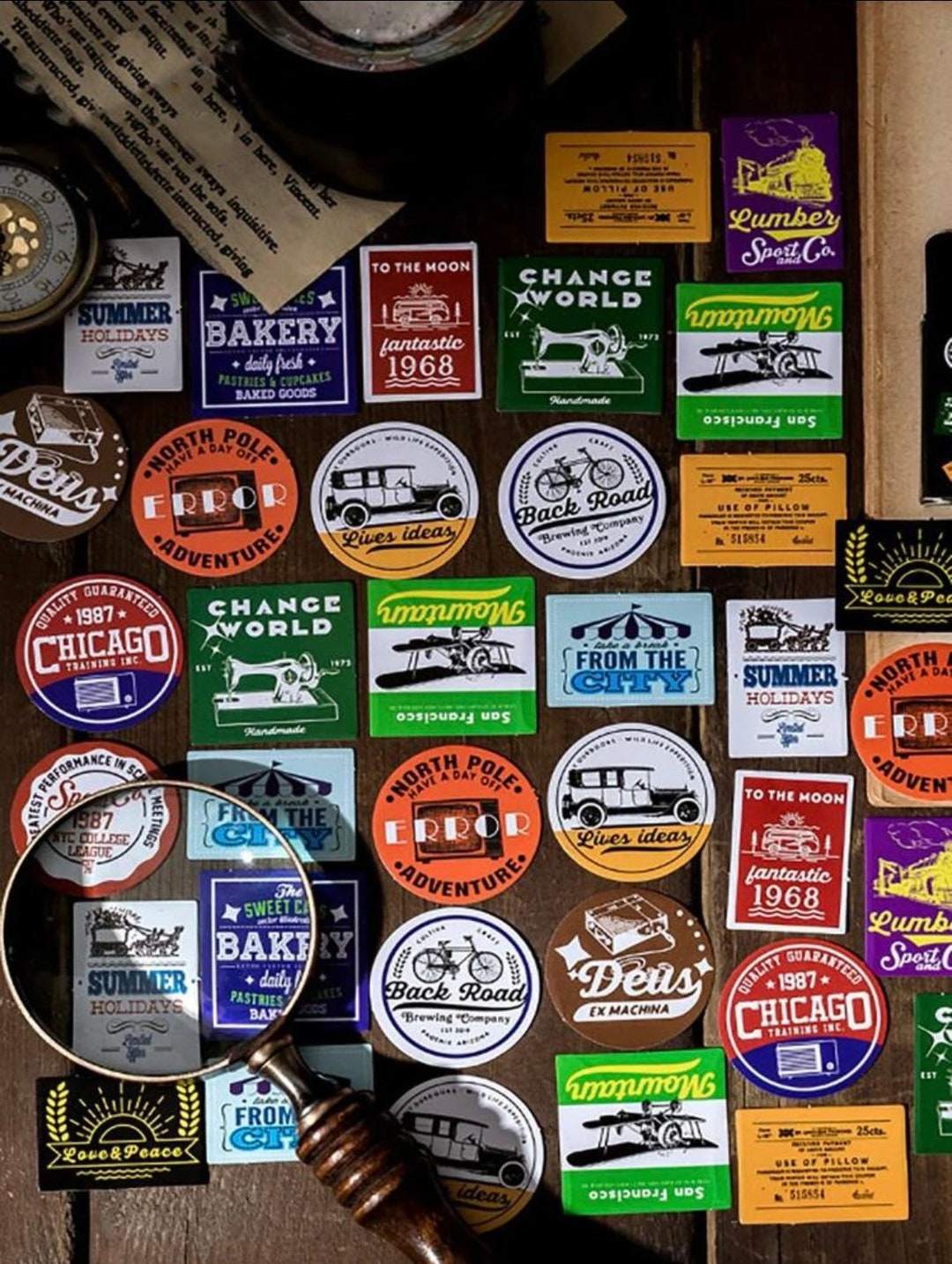 Set of 45 Vintage Tickets Stickers, Retro Stamp Stickers, Planner ...