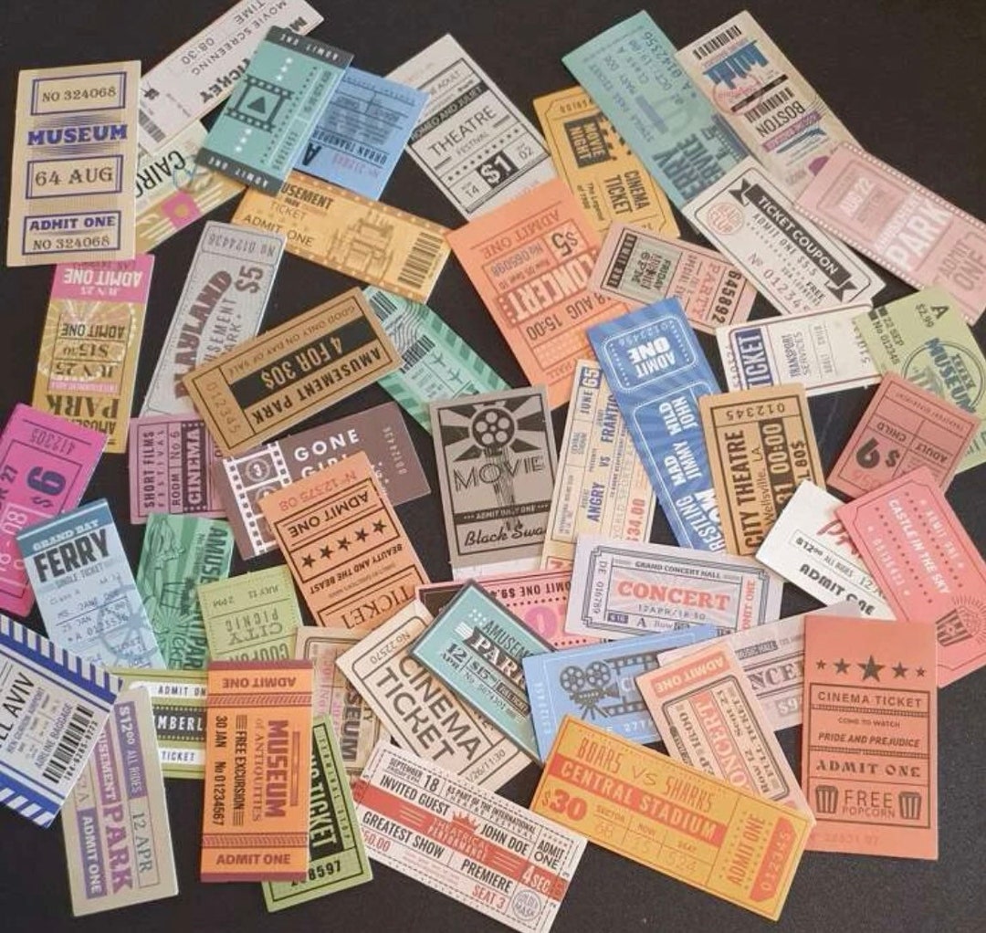 Set of 50 Vintage Tickets Stickers, Theatre, Cinema, Museum, Zoo ...
